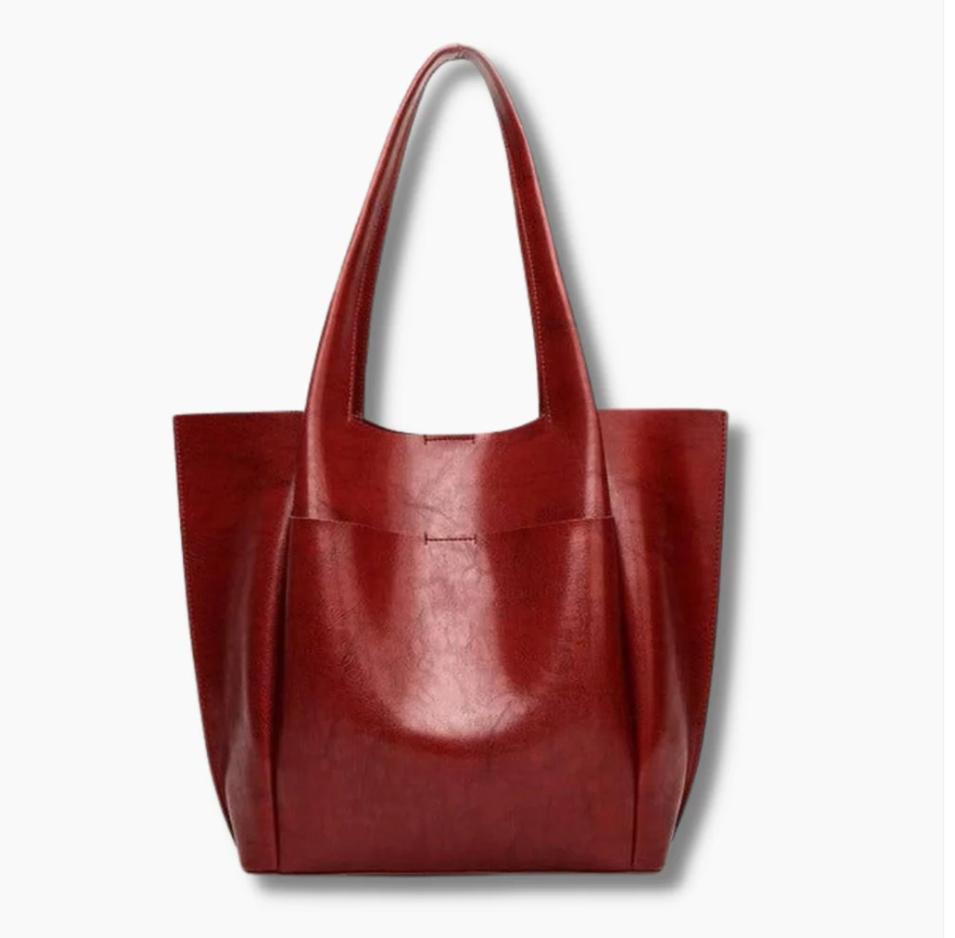 Genuine Deep Red Leather Tote Bag - Movenera
